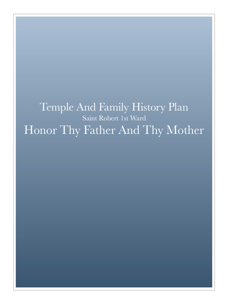 Saint Robert 1st Ward Family History Plan | PDF