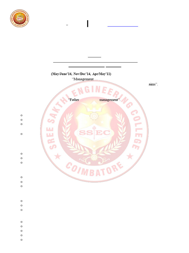 GE3751 Principles of Management Question Bank | PDF | Leadership ...