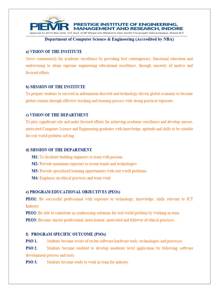 Vision Mission Document (6) | PDF