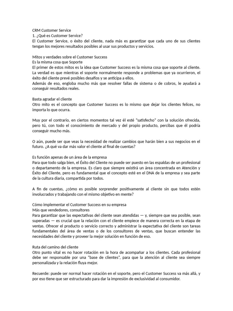 CRM Customer Service | PDF | Business | Gestión de la relación con el ...
