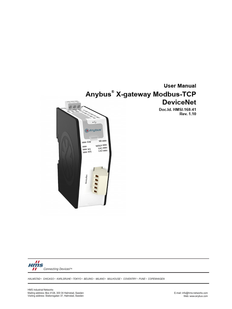 Anybus by HMS Networks - Anybus X-Gateway Modbus TCP DeviceNet - User Manual | PDF | Computer ...