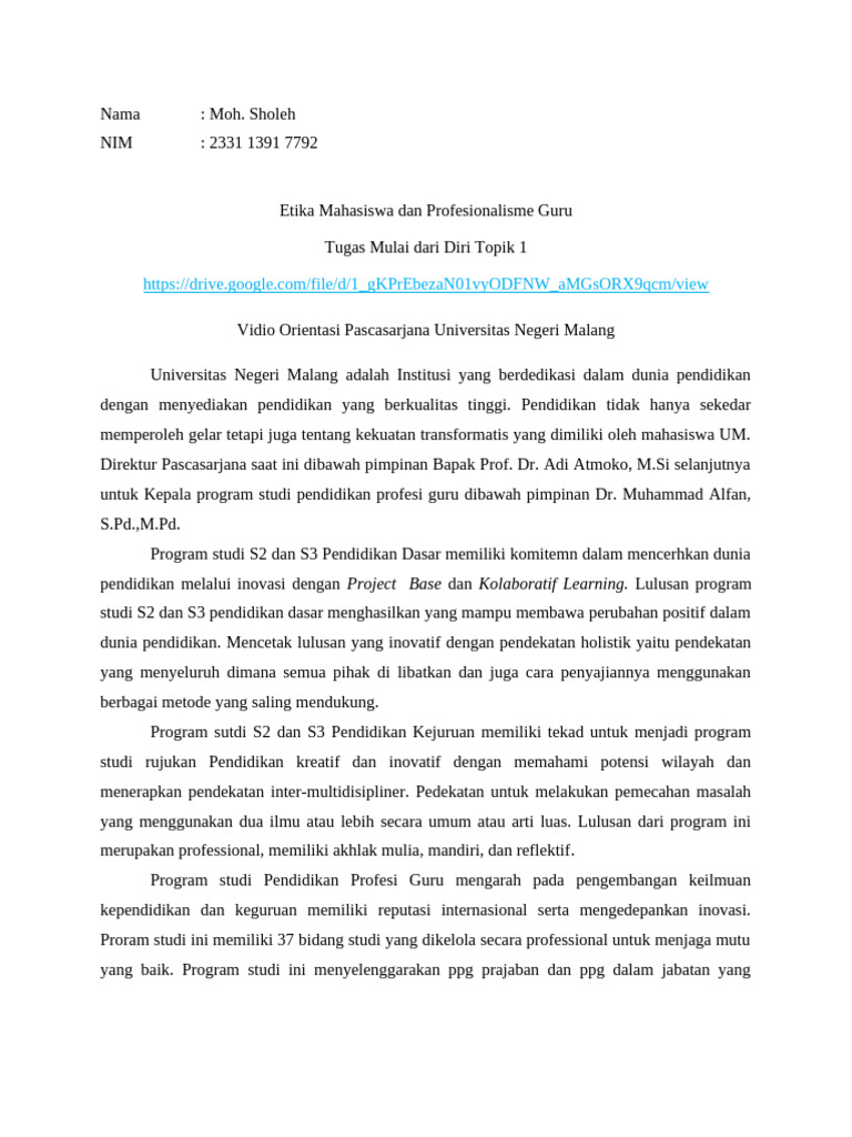 Etika Mulai Dari Diri Topik 1 | PDF