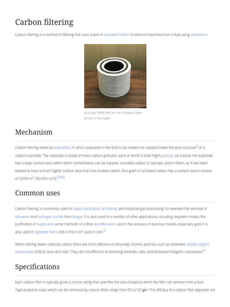 Carbon Filtering - Wikipedia | PDF | Chemistry | Materials