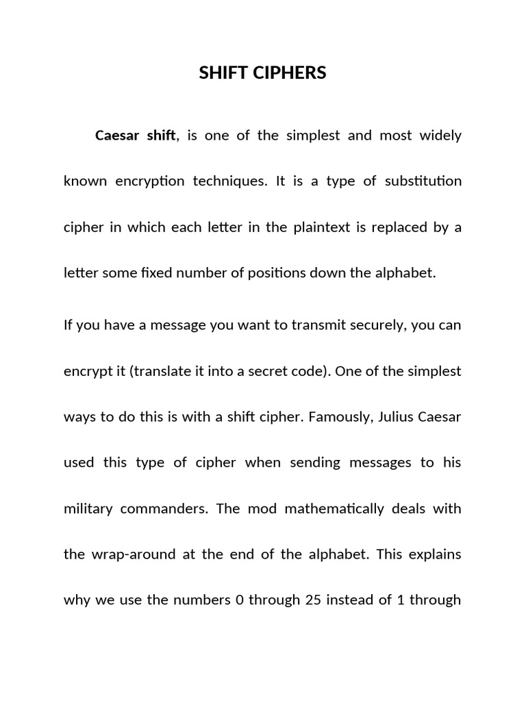 Shift Ciphersupload2 | PDF