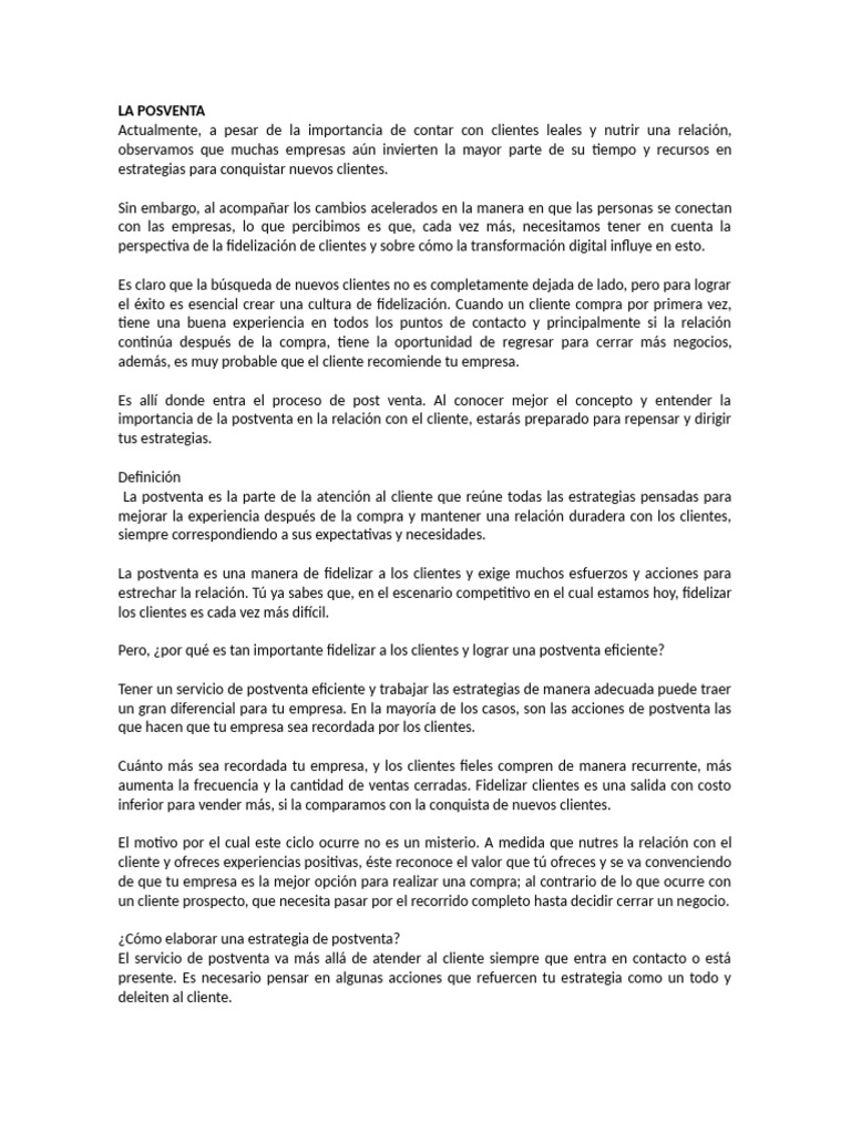 La Posventa | PDF | Cliente | Business