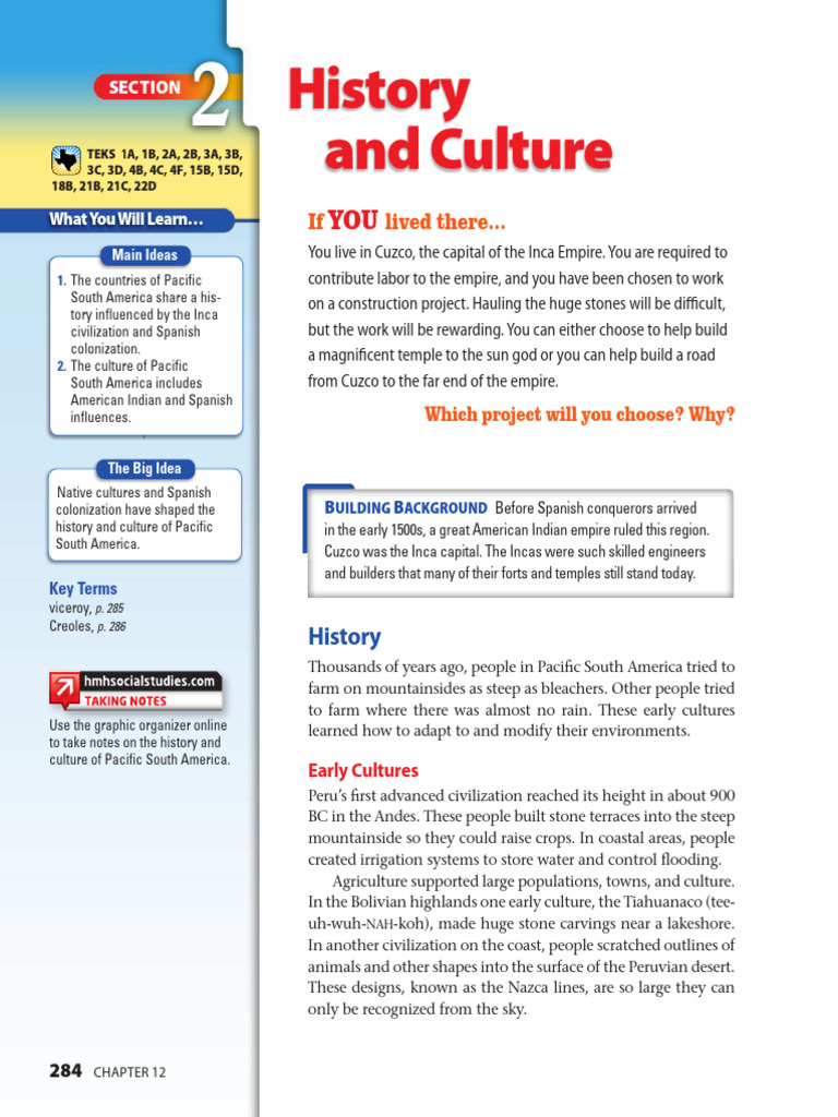 Chapter 12 Section 2 Reading | PDF | Inca Empire | Andes