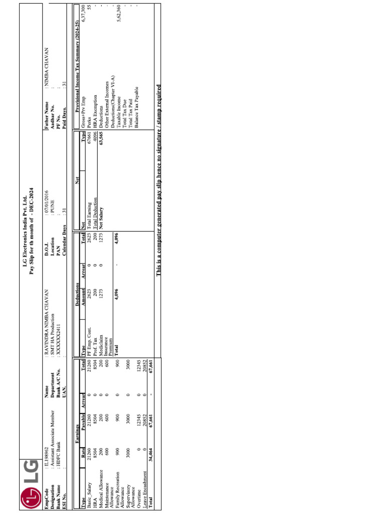 Deepak Payslip | PDF