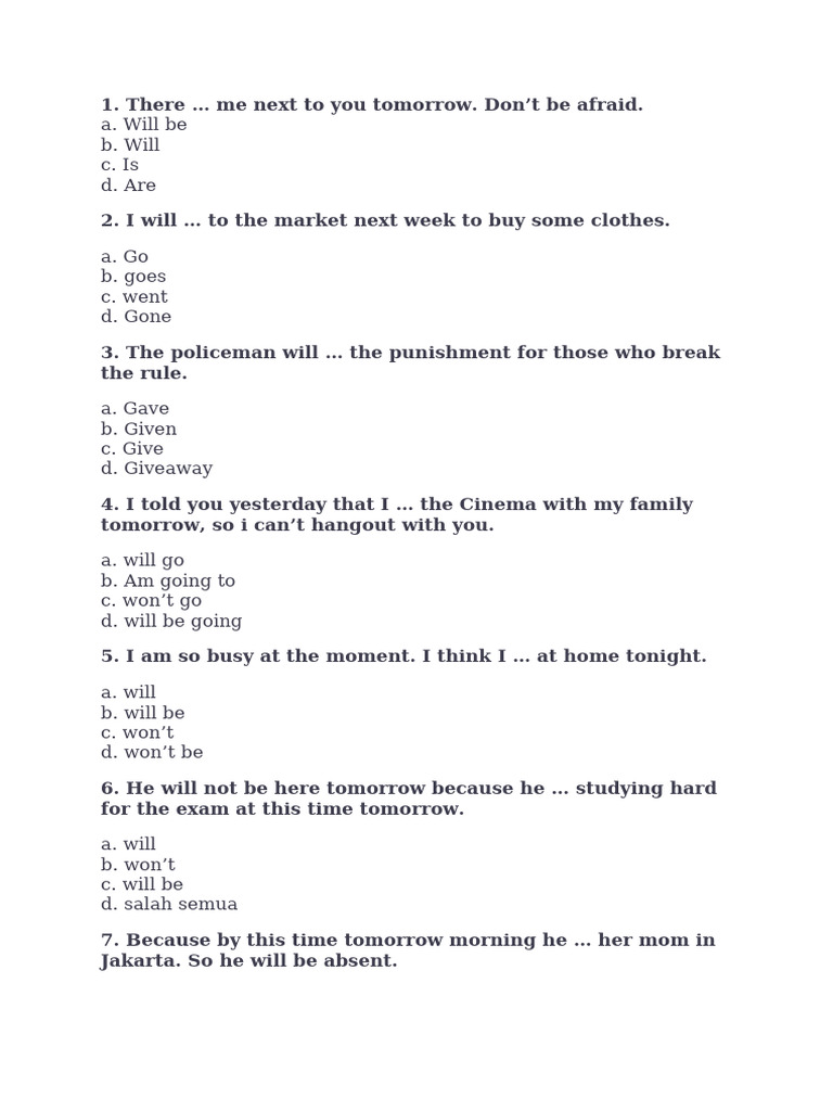 Contoh Soal Future Tense +jawabannya | PDF