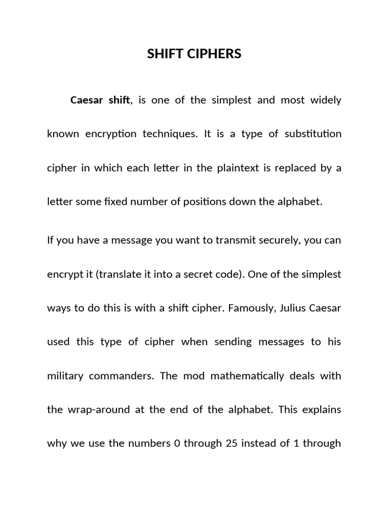 Understanding Shift Ciphers | PDF