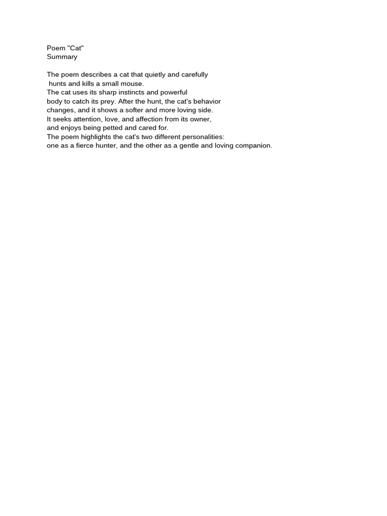 Cat Poem | PDF