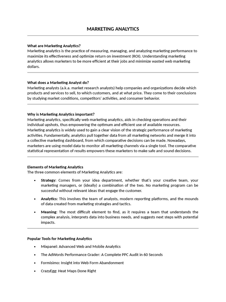 Marketing Analytics | PDF | Analytics | Marketing