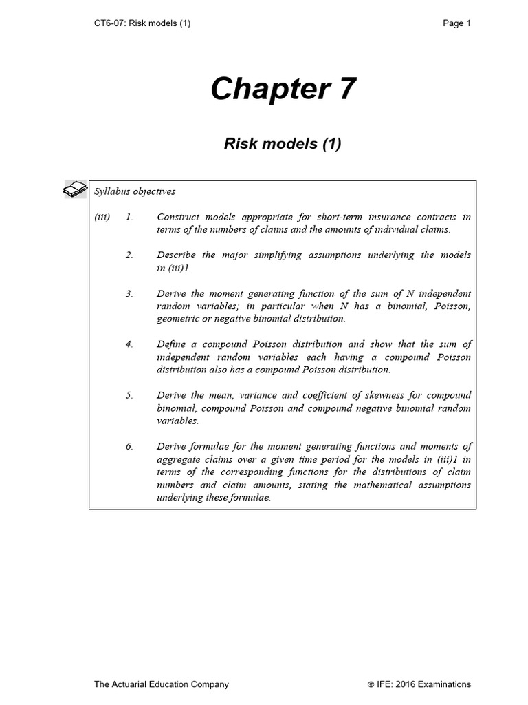 Short-Term Insurance Risk Models Overview | PDF | Insurance ...