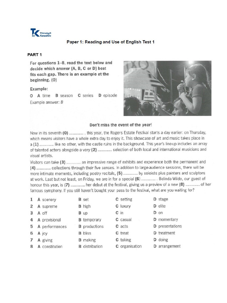 CAE 1 Exam Paper 1 Parts 1-4 | PDF