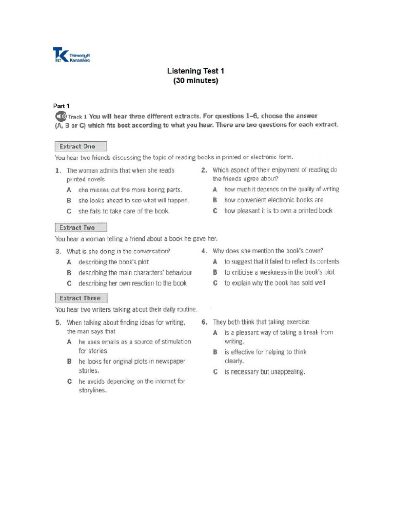 CAE 1 Exam - Listening Part 1 | PDF