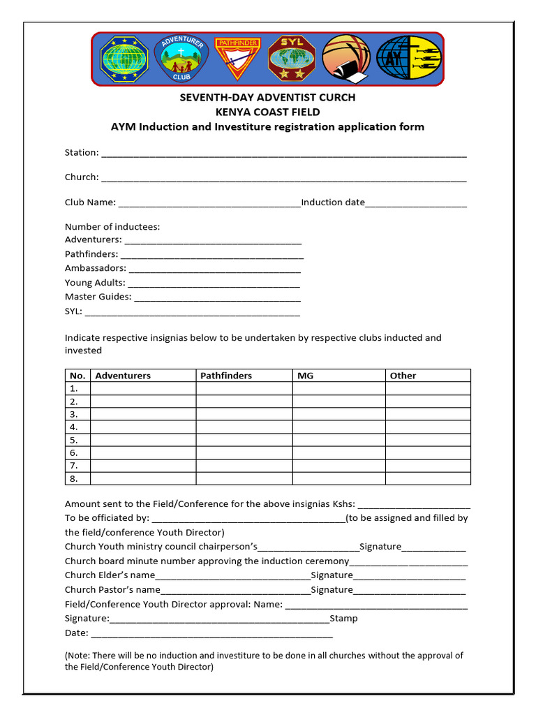 KCF INDUCTION FORM_103333 | PDF