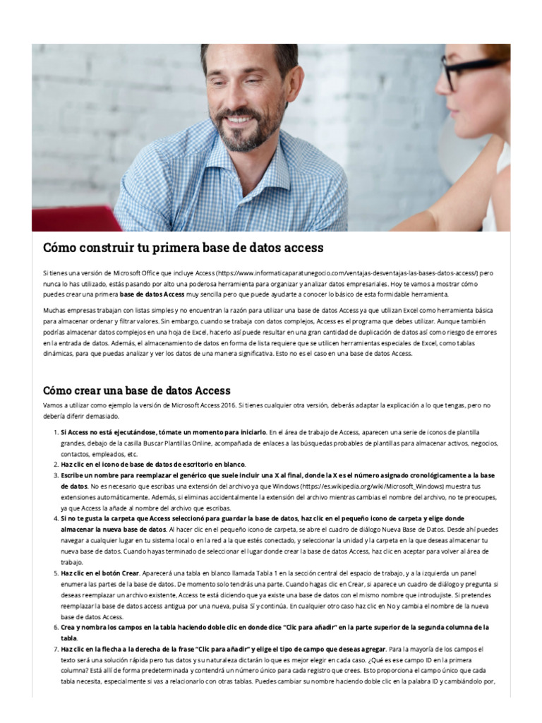 Cómo Construir Tu Primera Base de Datos Access - Informática para Tu Negocio | PDF | Bases de ...