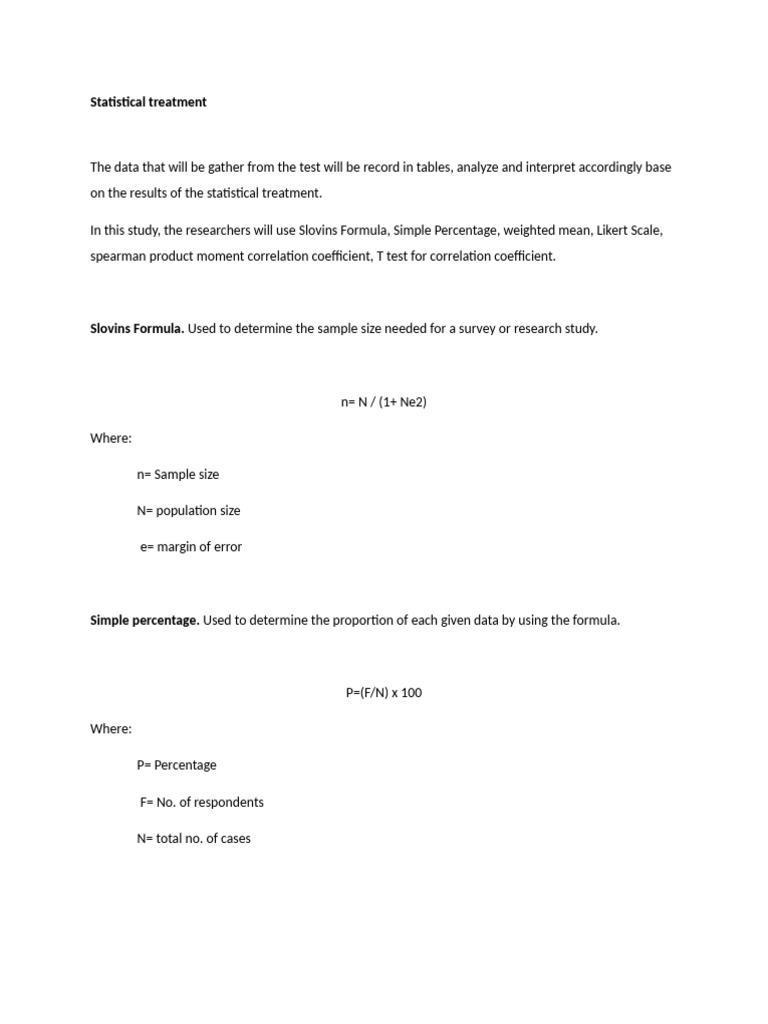 Statistical treatment | PDF | Statistics | Student's T Test