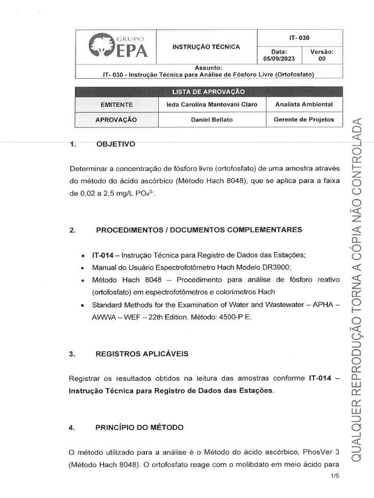 IT-030-V00 - Instrução Técnica para Análise de Fósforo Livre ...
