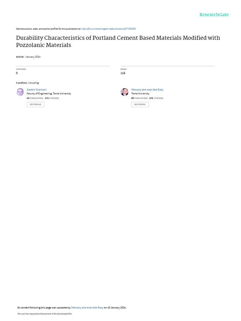 Pozzolanic Materials Enhance Cement Durability | PDF | Cement | Concrete