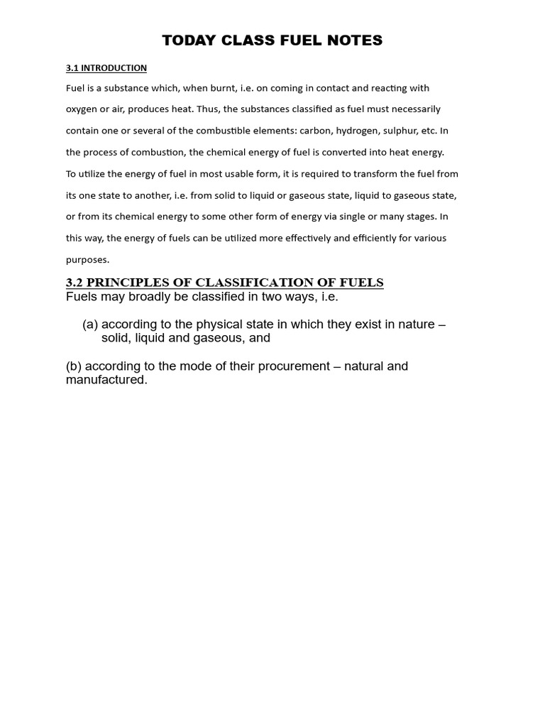 Fuel Notes On Line Part 1 | PDF | Fuels | Combustion