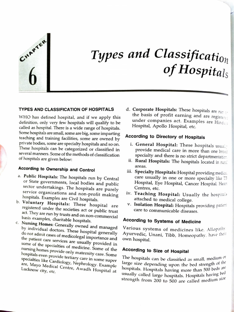 Classification of Hospital | PDF | Hospital | Medicine