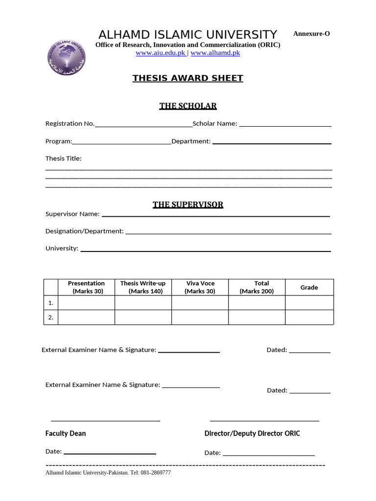Annex-O Award Sheet New | PDF