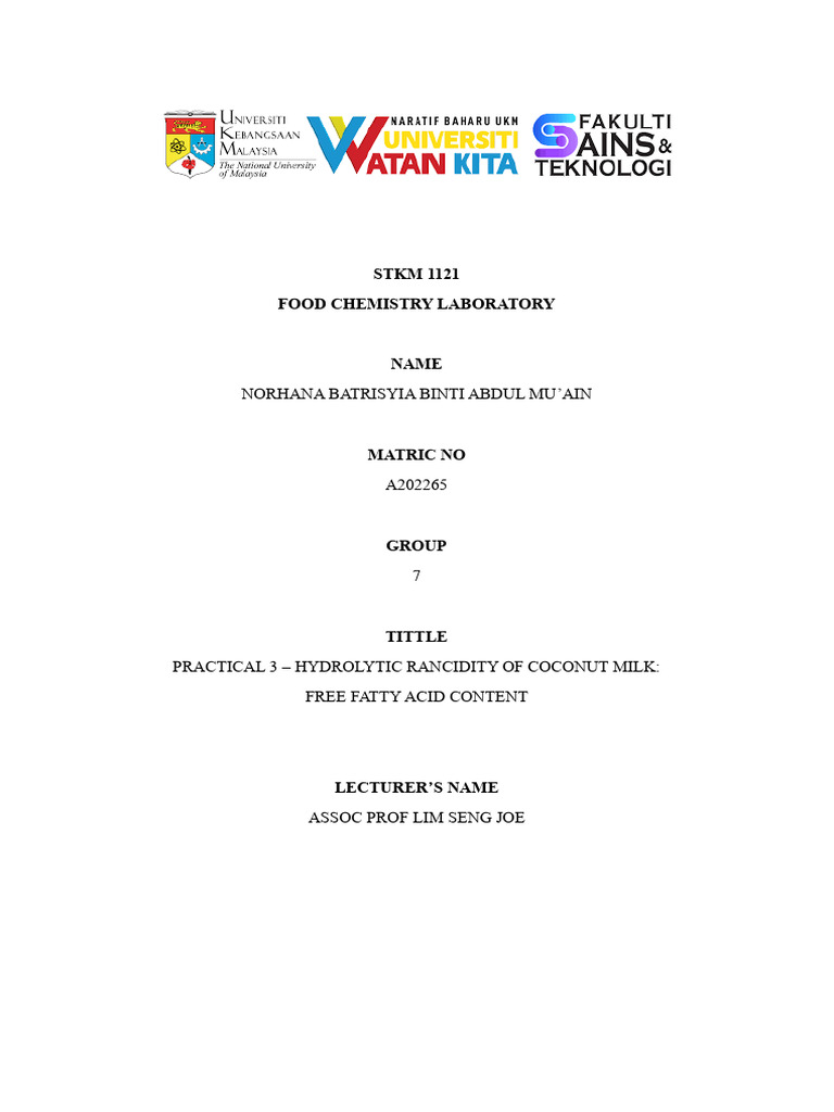 P3 FREE FATTY ACID | PDF | Chemistry | Chemical Substances