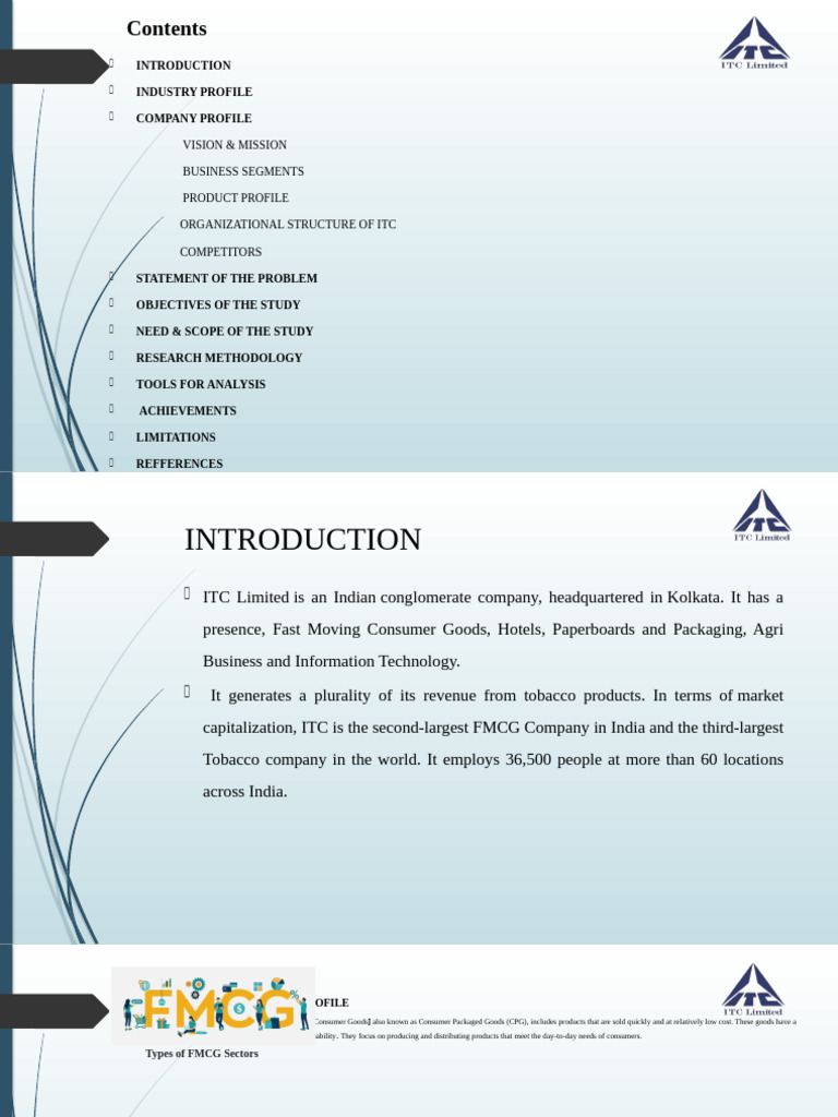 ITC ppt | PDF | Brand | Swot Analysis