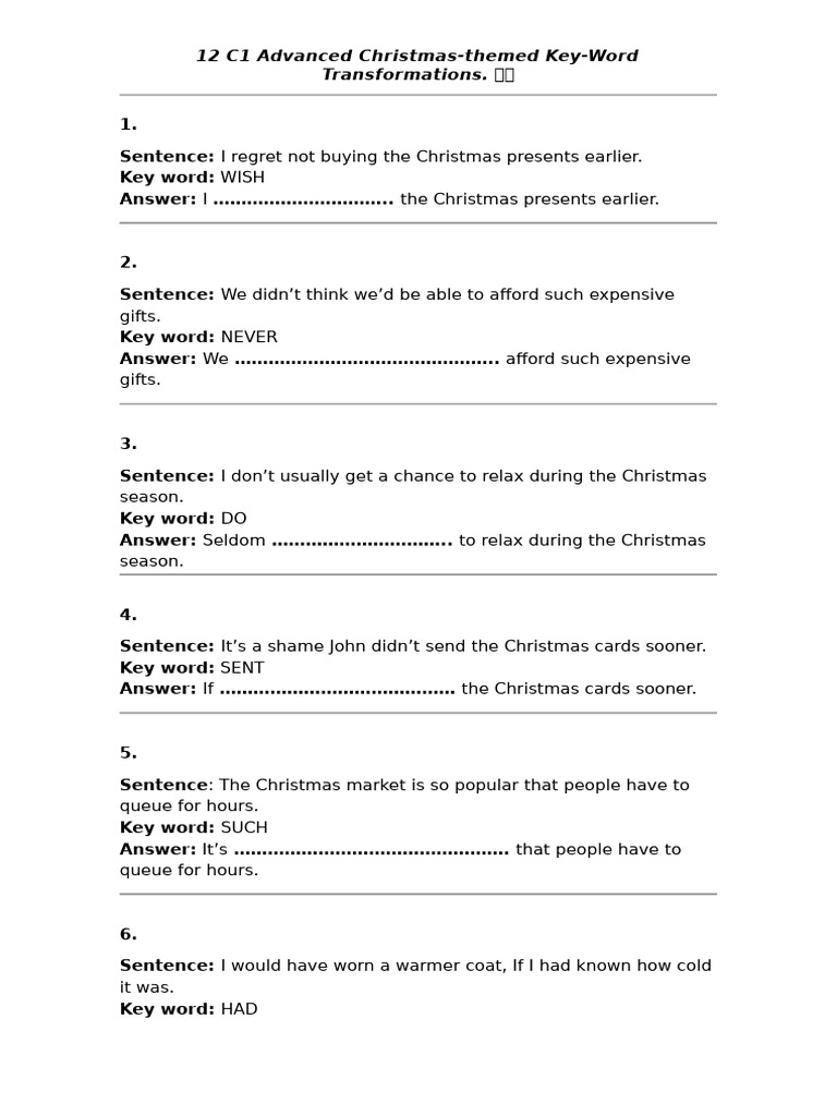 12 C1 Advanced Christmas Transformations | PDF