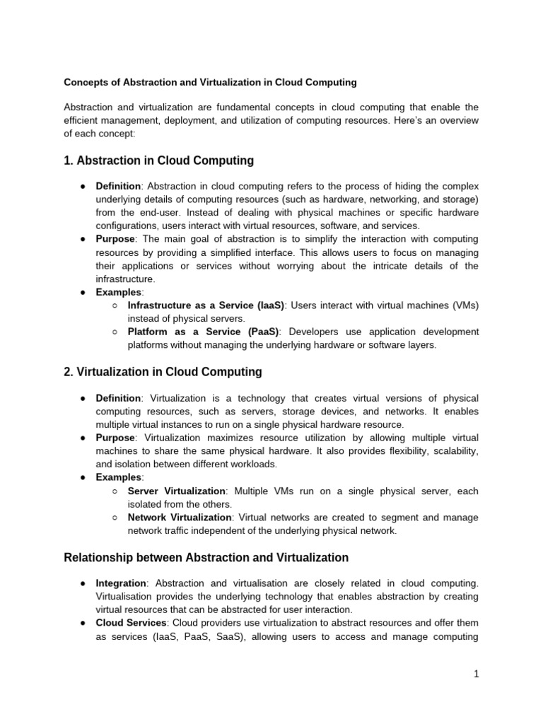 Concepts of Abstraction and Virtualization in Cloud Computing | PDF ...