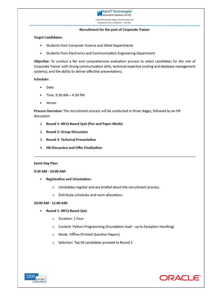 Adroit Technologies - Recuitment Process | PDF | Computing | Software Engineering