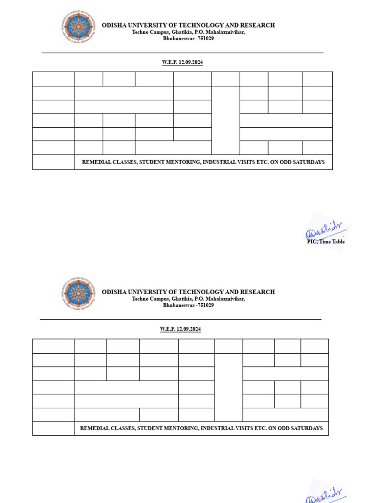1st Sem UG Time Table 2024-25 Wef 12.09.24 | PDF | Physical Sciences