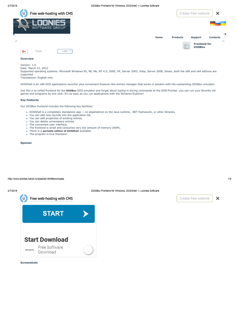 DOSBox Frontend For Windows, DOSShell - Loonies Software | PDF ...