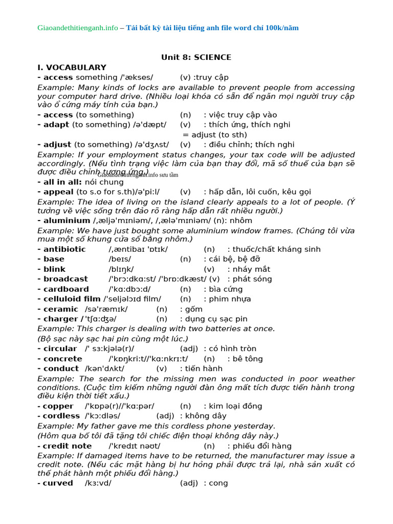 Unit 8 - SCIENCE | PDF