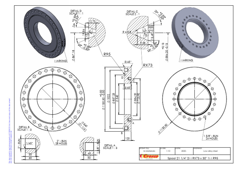 Detail D Scale 1: 1 Detail C Scale 2: 1: Spool 21 1/4" 2M RX73 X 30" 1M ...