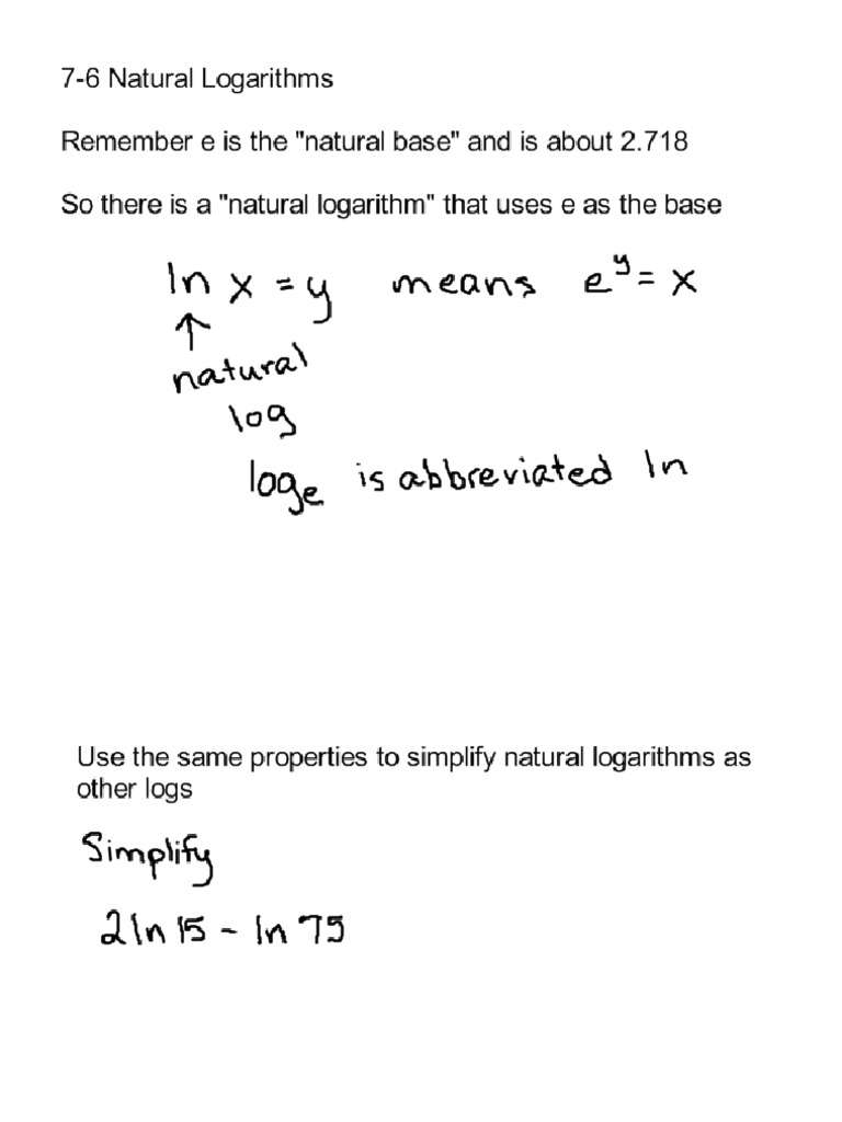 7-6 Natural Logarithms - Part 1 | PDF