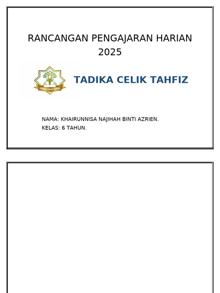 1...MUKA DEPAN RPH - 6 Tahun | PDF