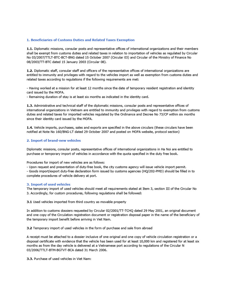 Guidelines On Diplomatic Vehicles | PDF | Vehicle Registration Plate ...