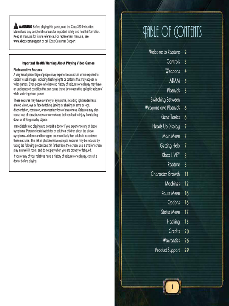 BioShock Xbox 360 Manual | PDF