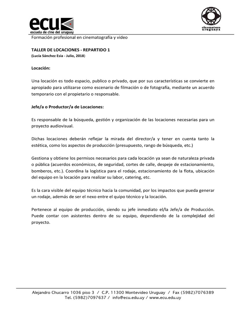 Gestión de Locaciones en Proyectos Audiovisuales | PDF | Uruguay