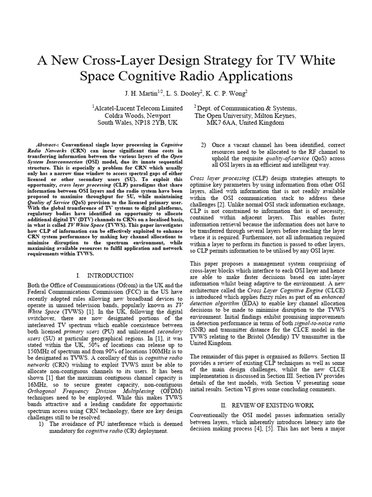 TV White Space | PDF | Cognitive Radio | Orthogonal Frequency Division ...