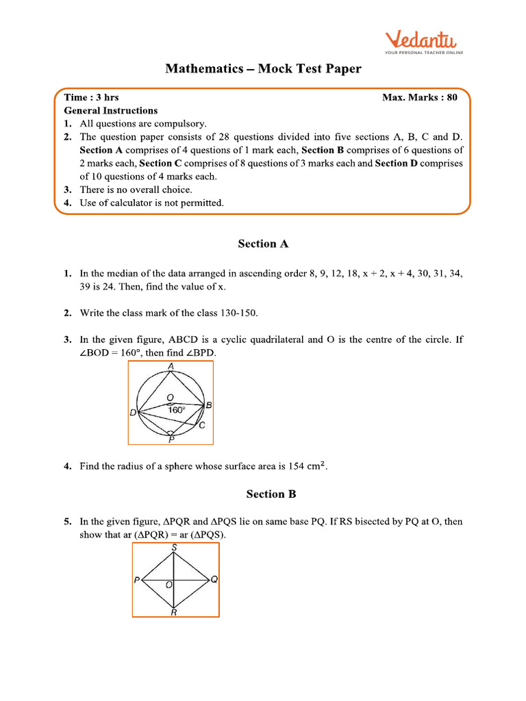 Cbse Class 9 Sample Paper Maths 2024-25 Full Syallabus | PDF