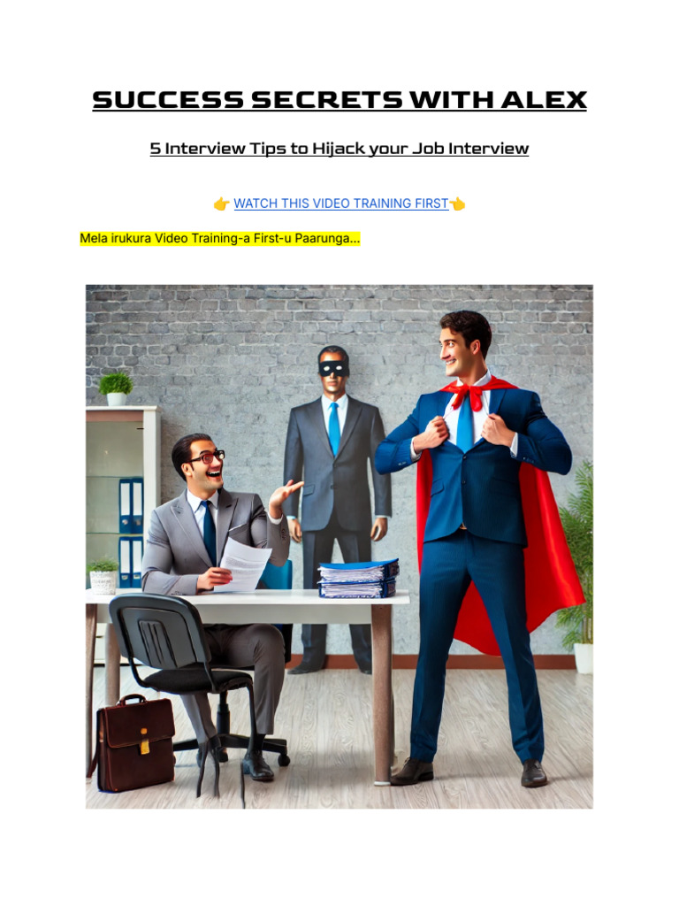 Success Secrets With Alex - 5 Interview Tips To Hijack Interview | PDF