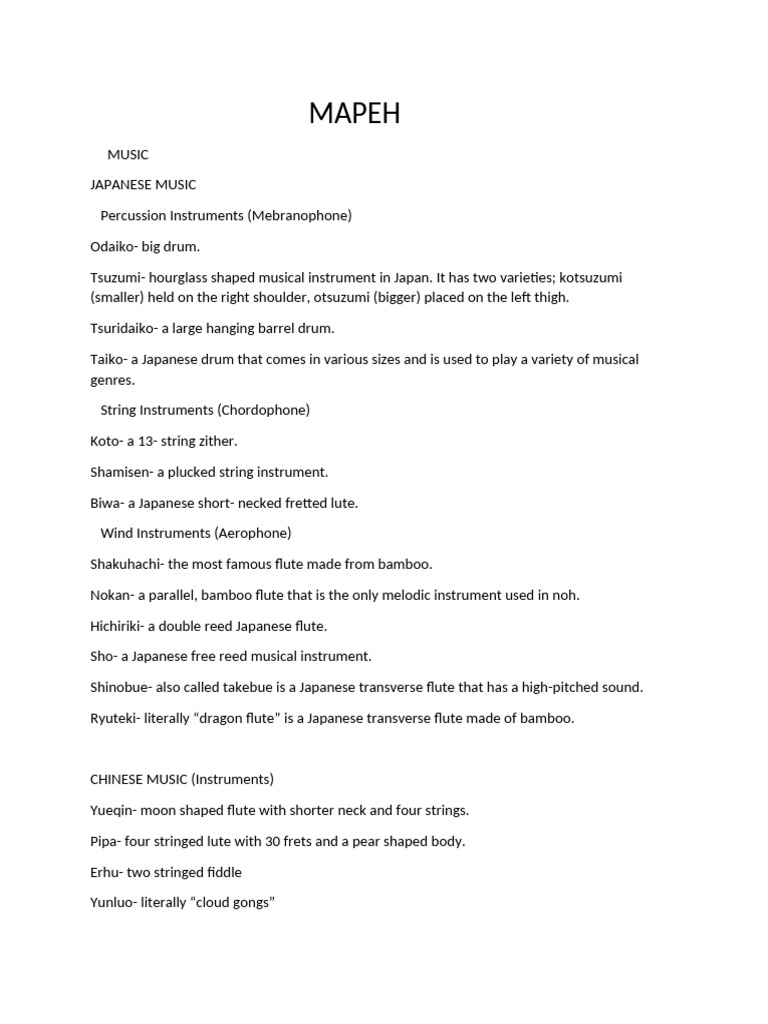 MAPEH 2nd quardter | PDF | Musical Instruments