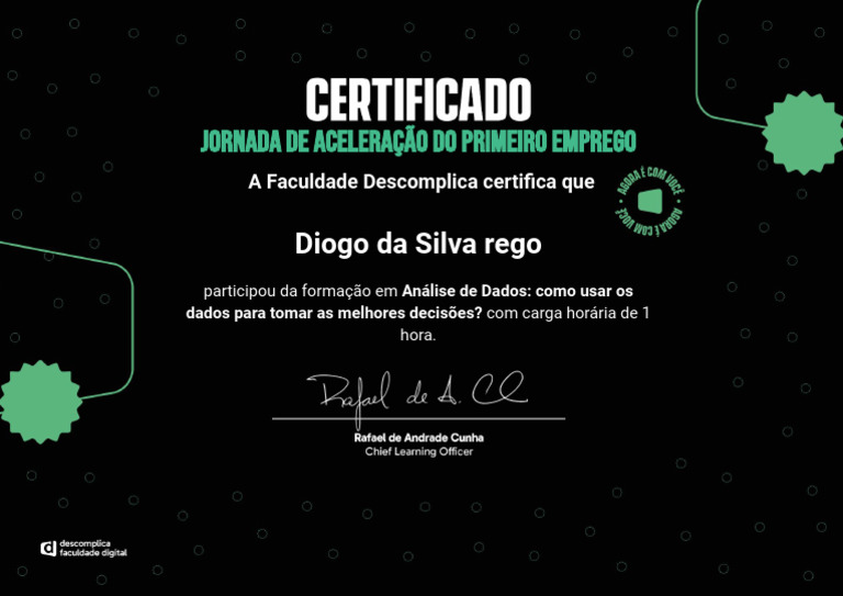 Certificado de ParticipaÃ Ã o - Diogo Da Silva Rego | PDF