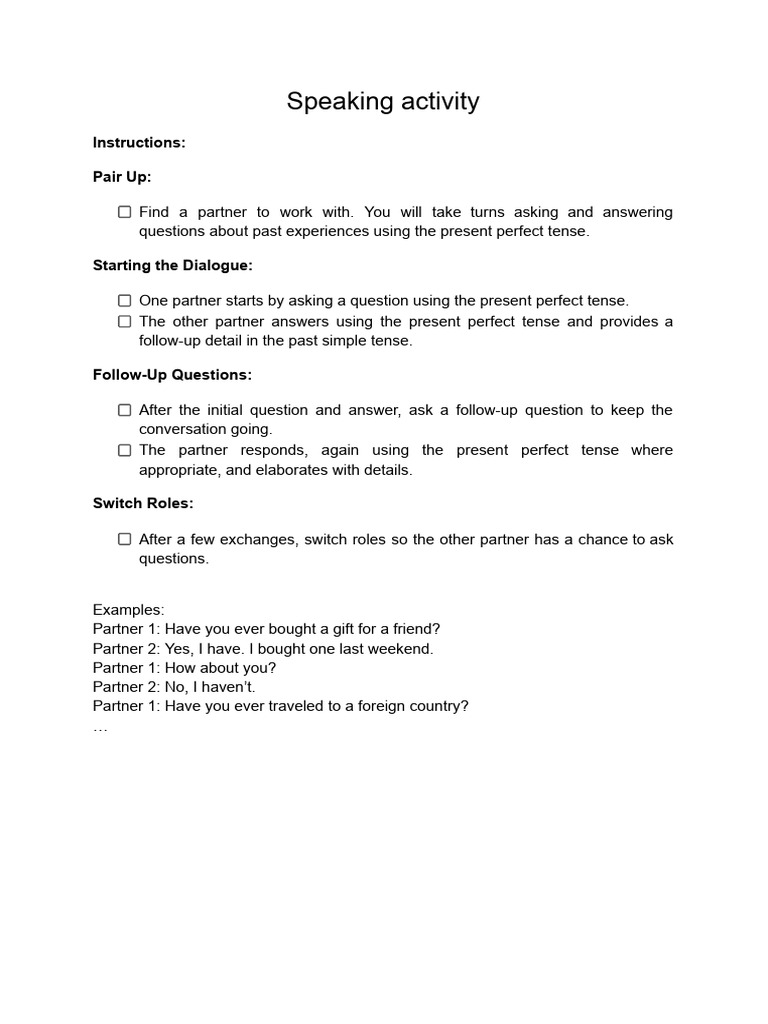 speaking activity | PDF