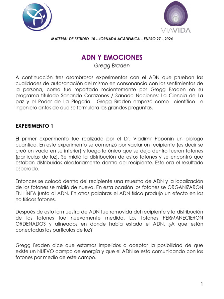 Adn y Emociones | PDF | Fotón | Experimentar