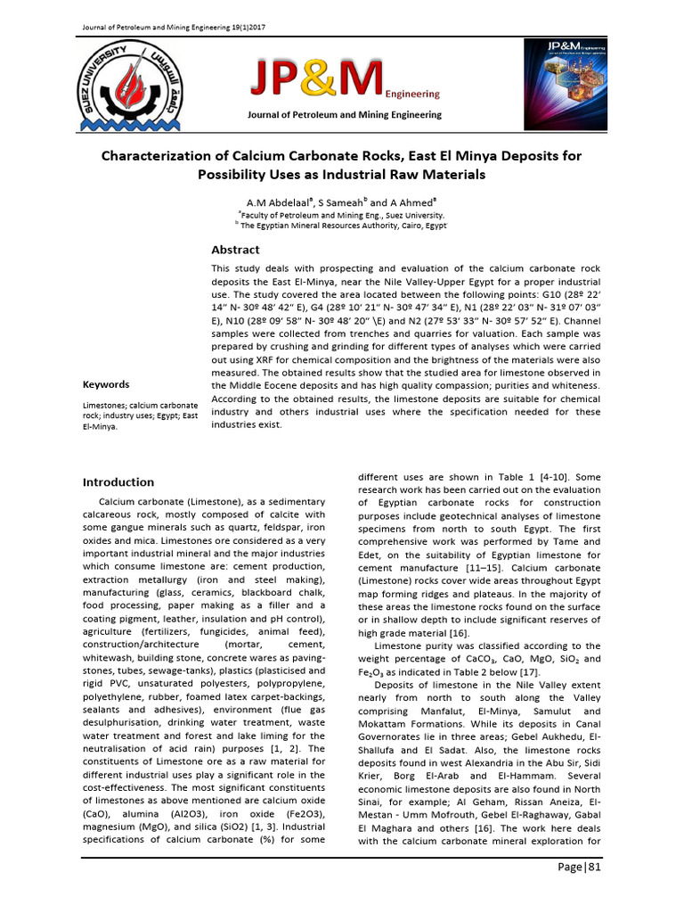 Characterization of Calcium Carbonate Rocks | PDF | Limestone | Materials
