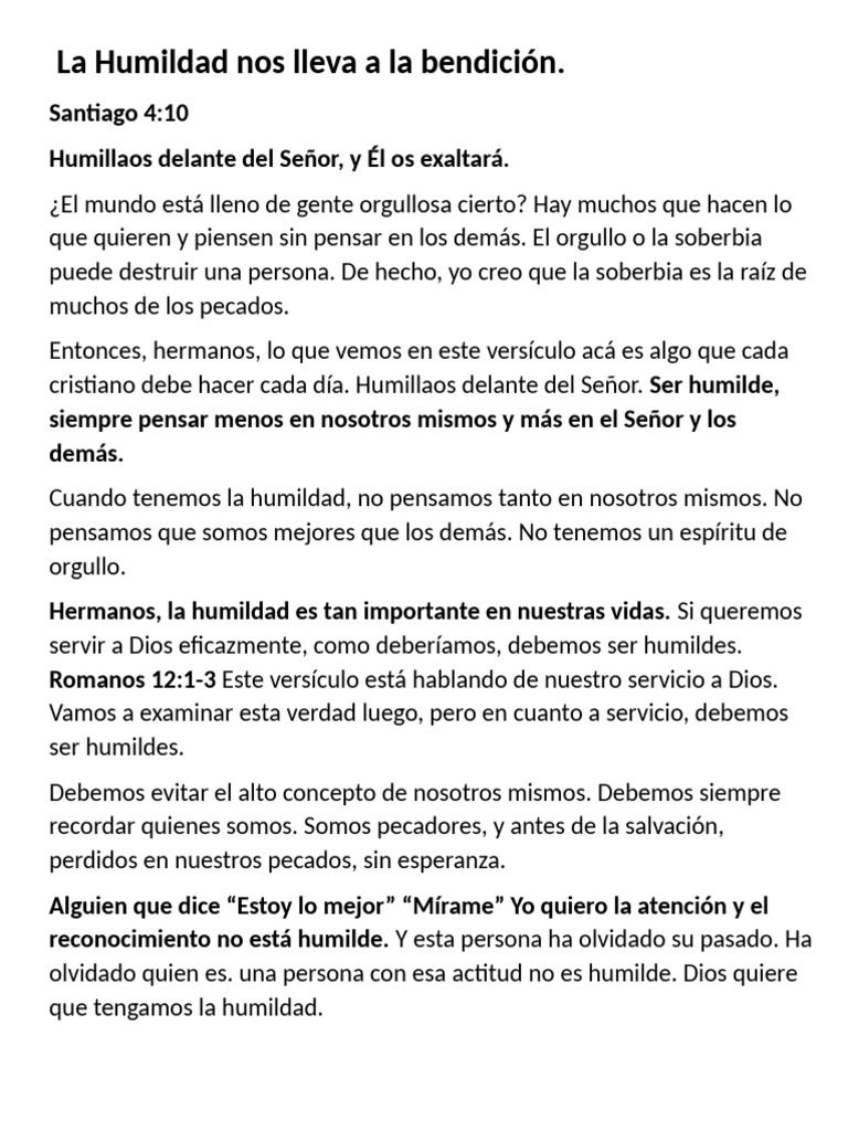 La Humildad como Camino a la Bendición | PDF | Jesús | Pecado