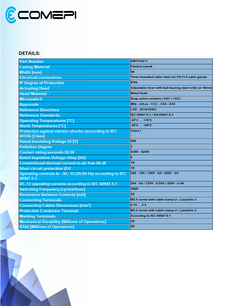 Datasheet DM1-F53Z11 | PDF